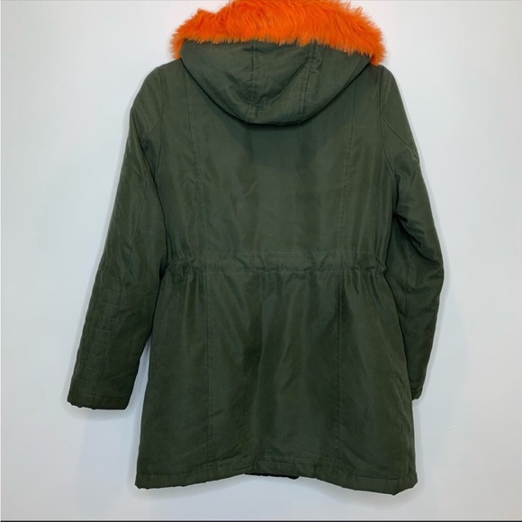 Noize | Jackets & Coats | Noize Orange Faux Fur Green Fall Winter Parka ...